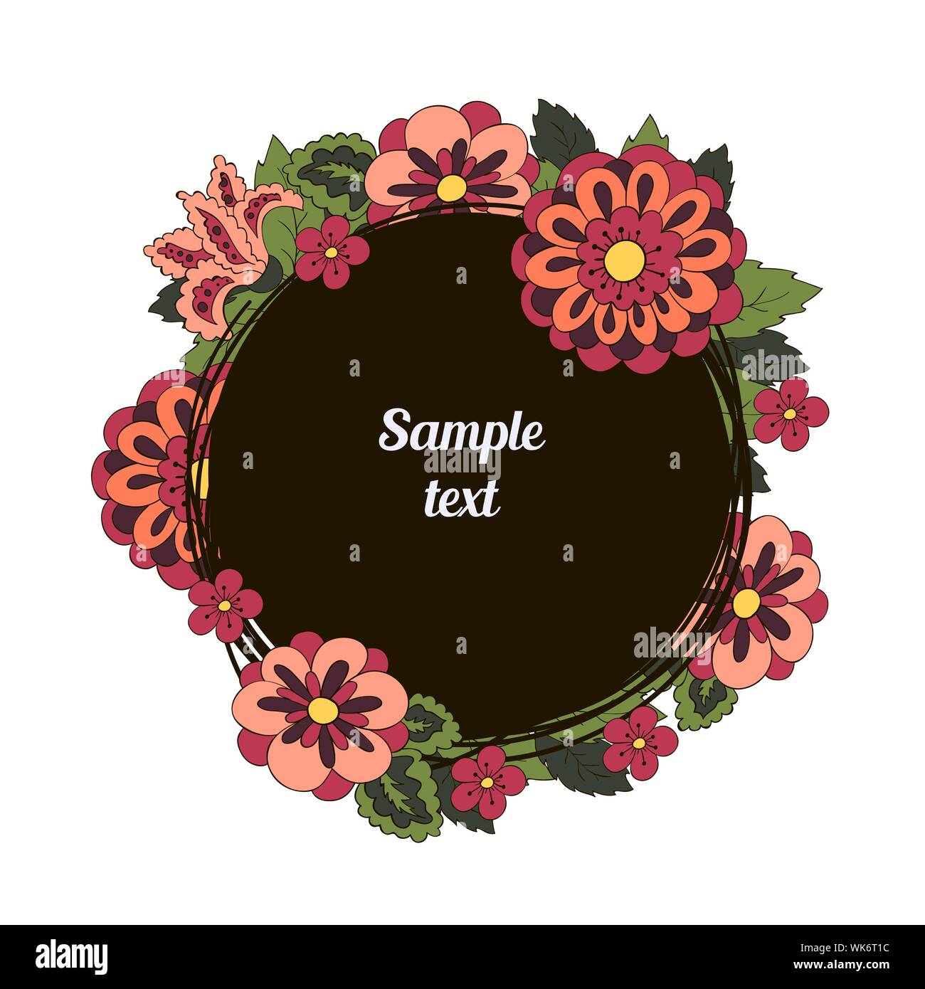 White Doodle Cover, card, banner. Place for text. Round doodle label ...