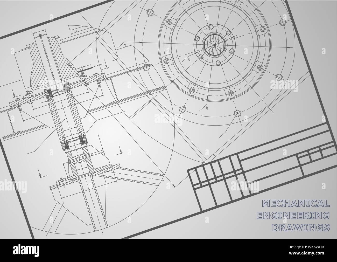 Mechanical engineering drawings. Vector background. Frame. Corporate ...