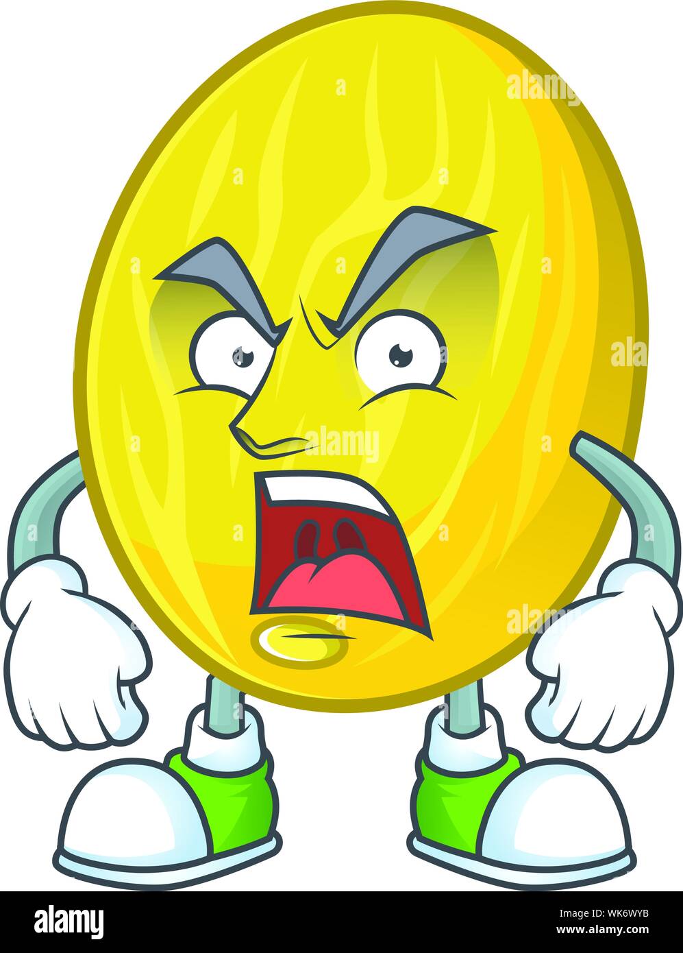 Angry fruit melon cartoon character with mascot vector illustration ...