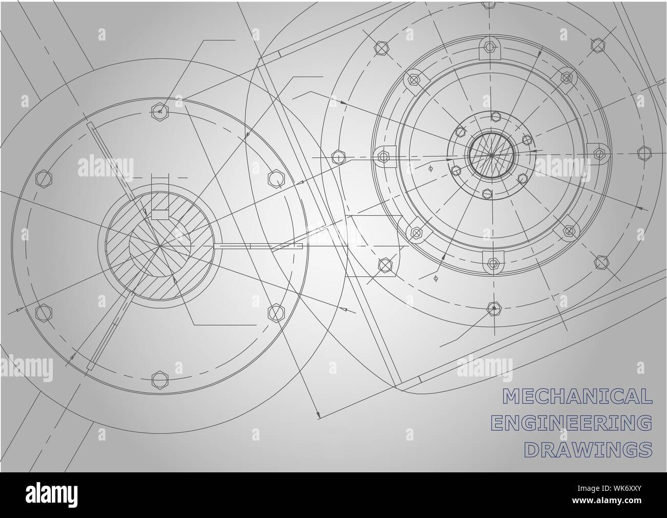 Gray Mechanical engineering drawings. Background for inscription ...