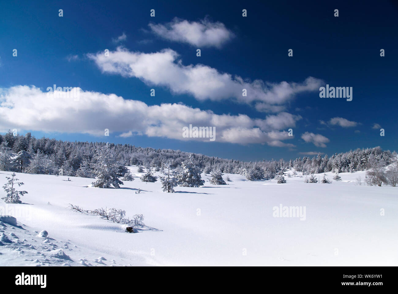 Mountain Winter Idyllic Scene Stock Photo - Alamy