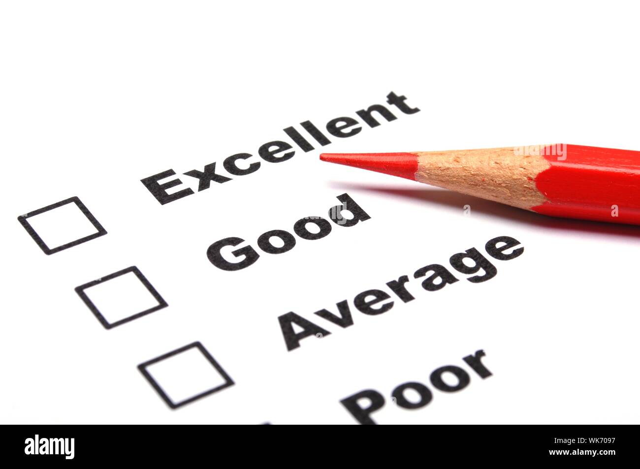 customer service survey with red pencil and checkbox showing ...