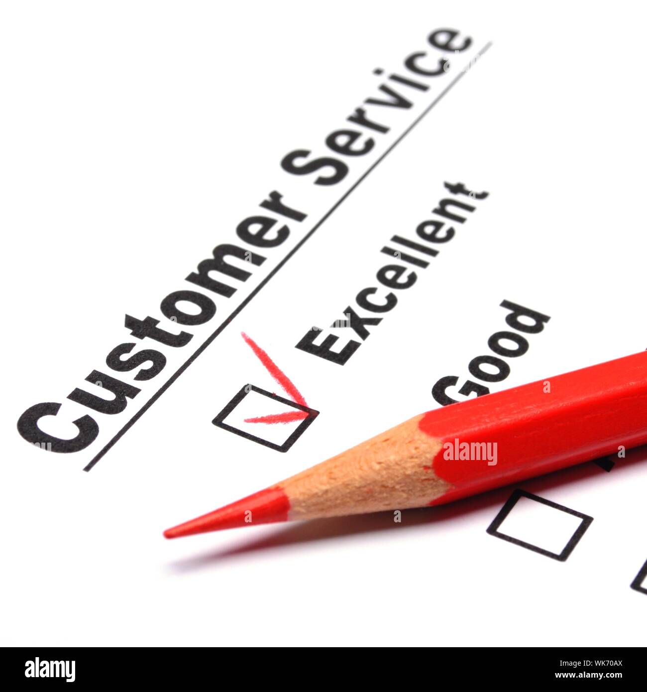 checkbox and red pen showing customer service survey or satisfaction ...