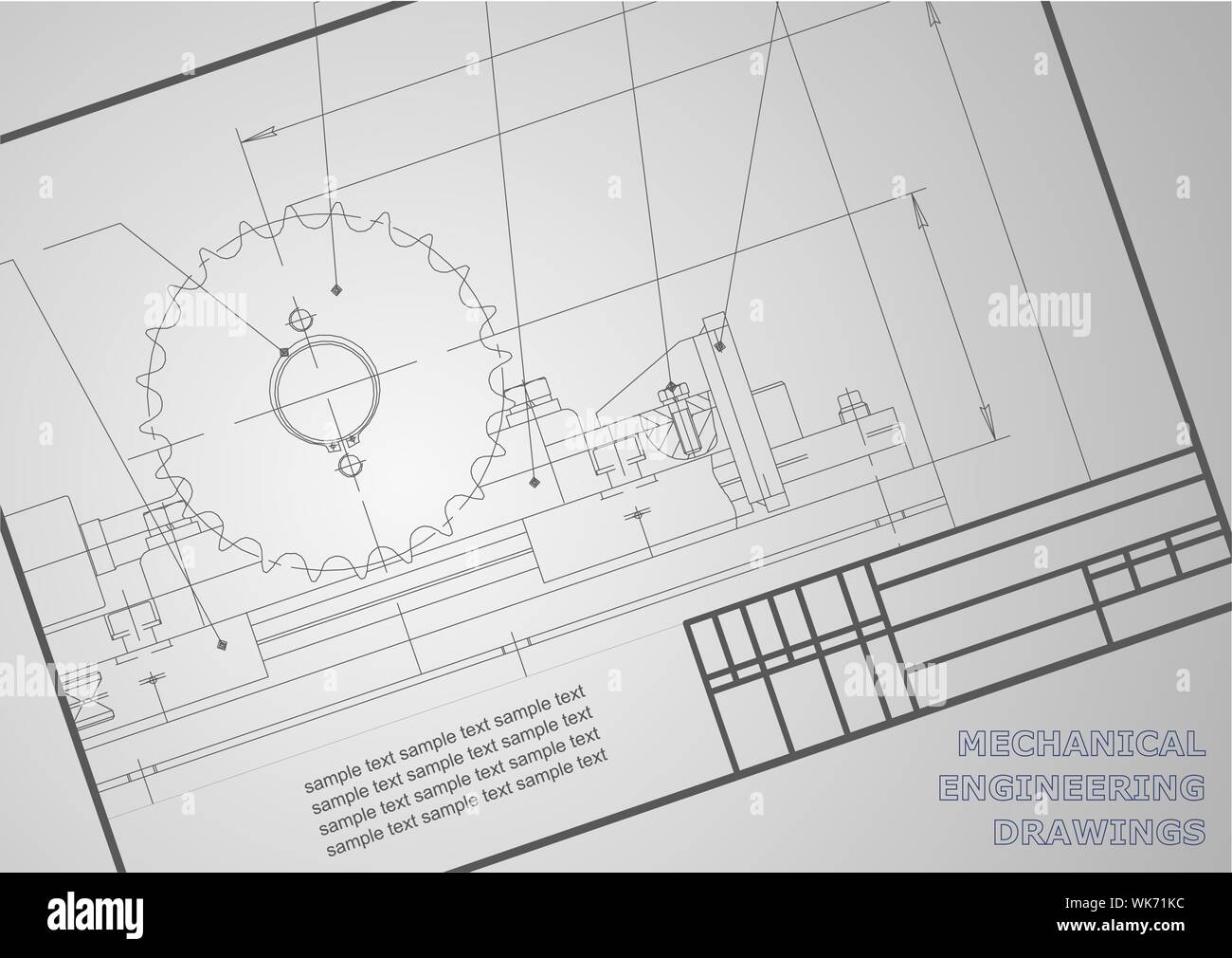 Mechanical drawings on a gray background. Engineering illustration ...