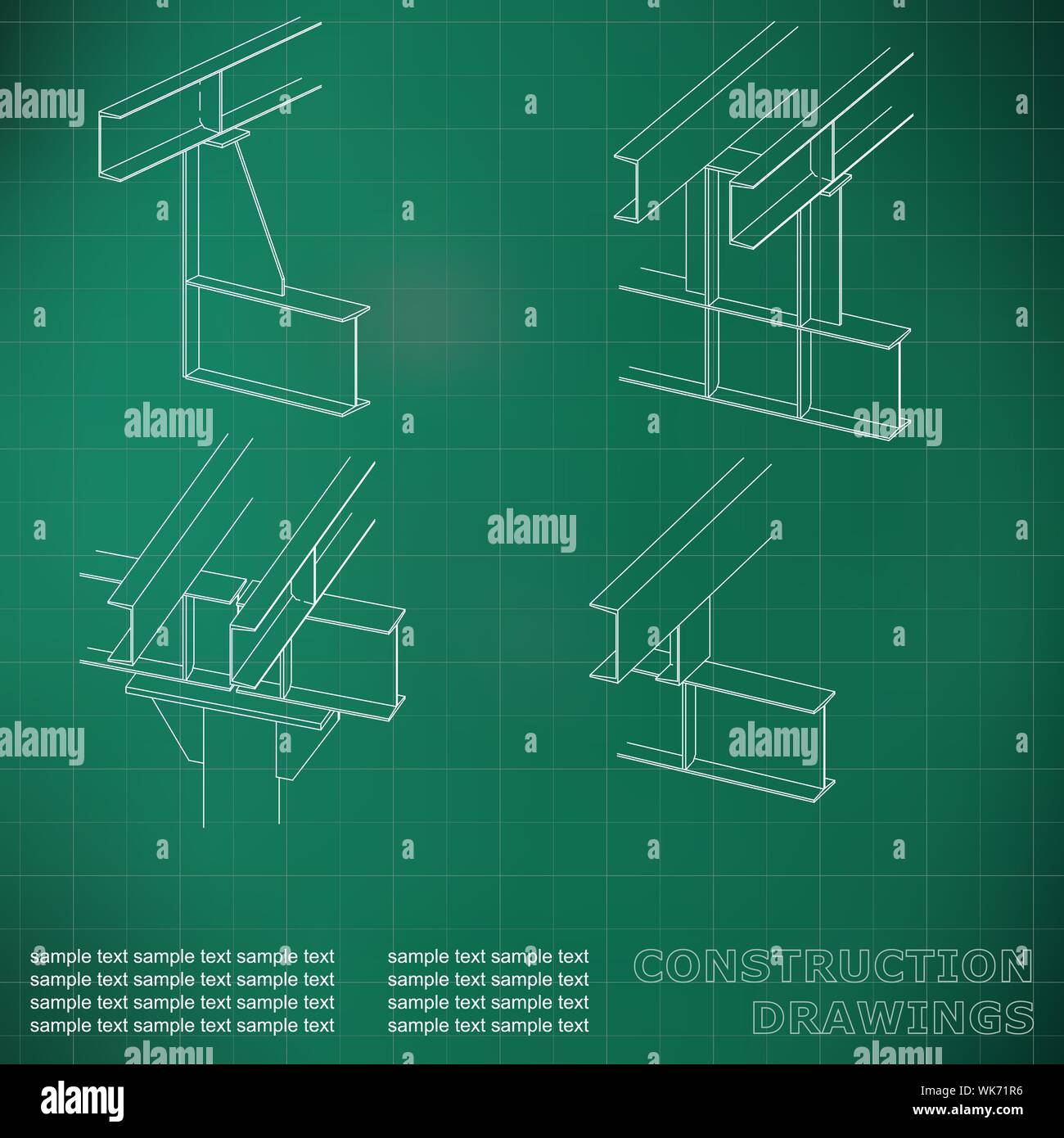 3D metal construction. The beams and columns. Cover, background for ...
