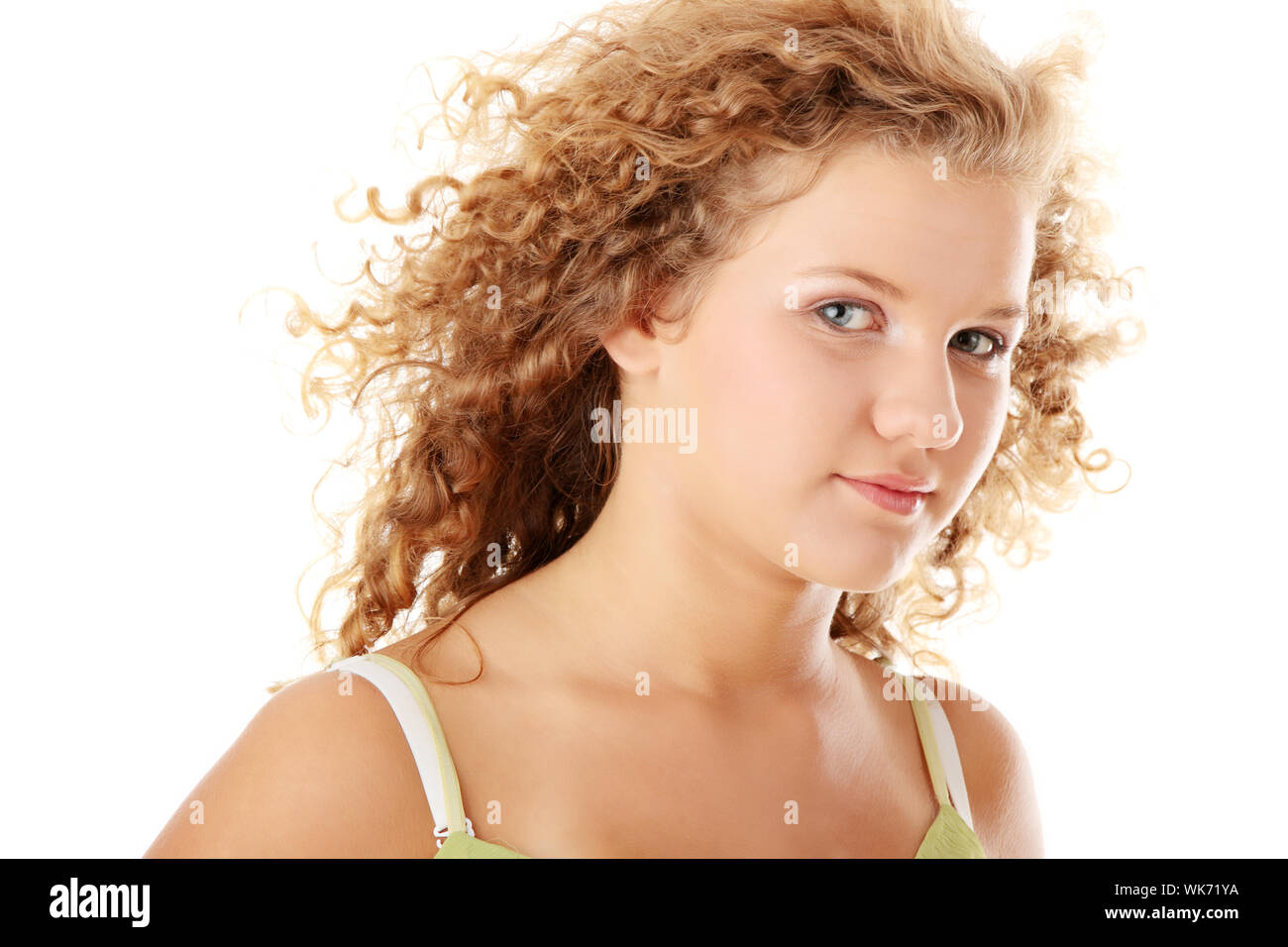 Beautiful pudgy caucasian girl isolated on white background Stock Photo ...