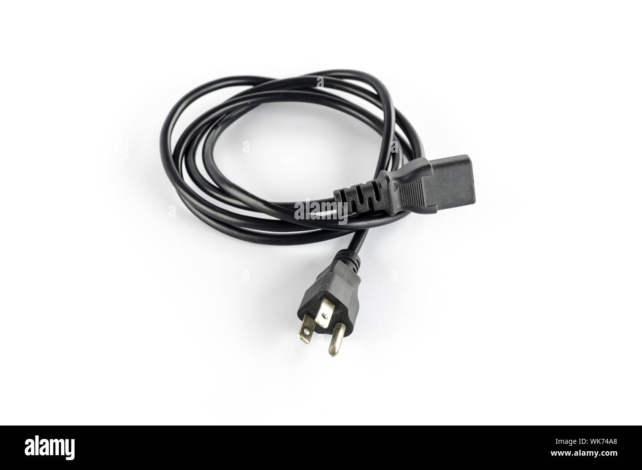 computer power plug cable on a white background Stock Photo - Alamy