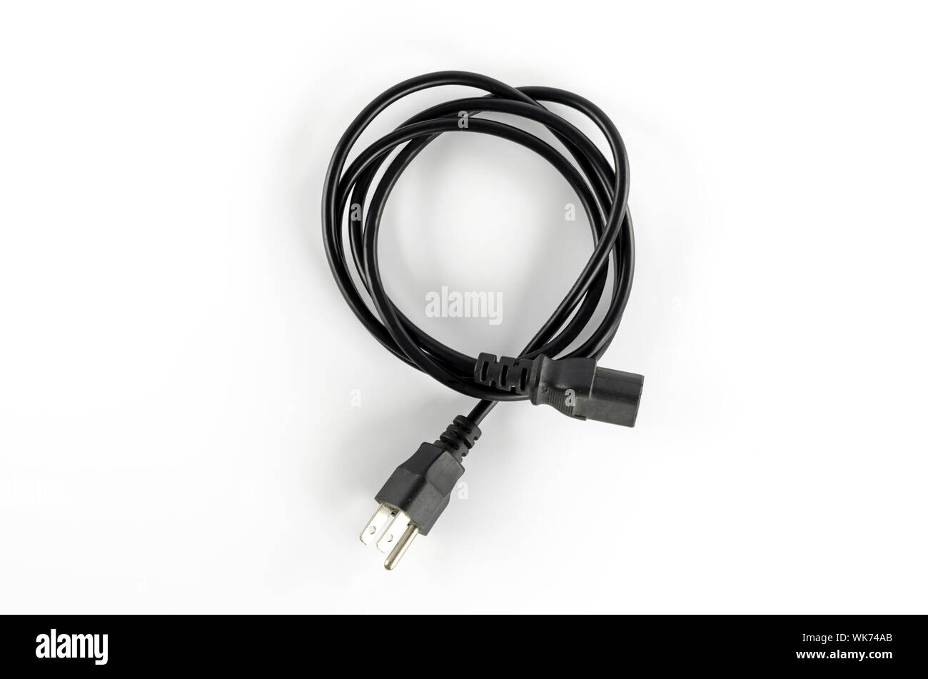 computer power plug cable on a white background Stock Photo - Alamy