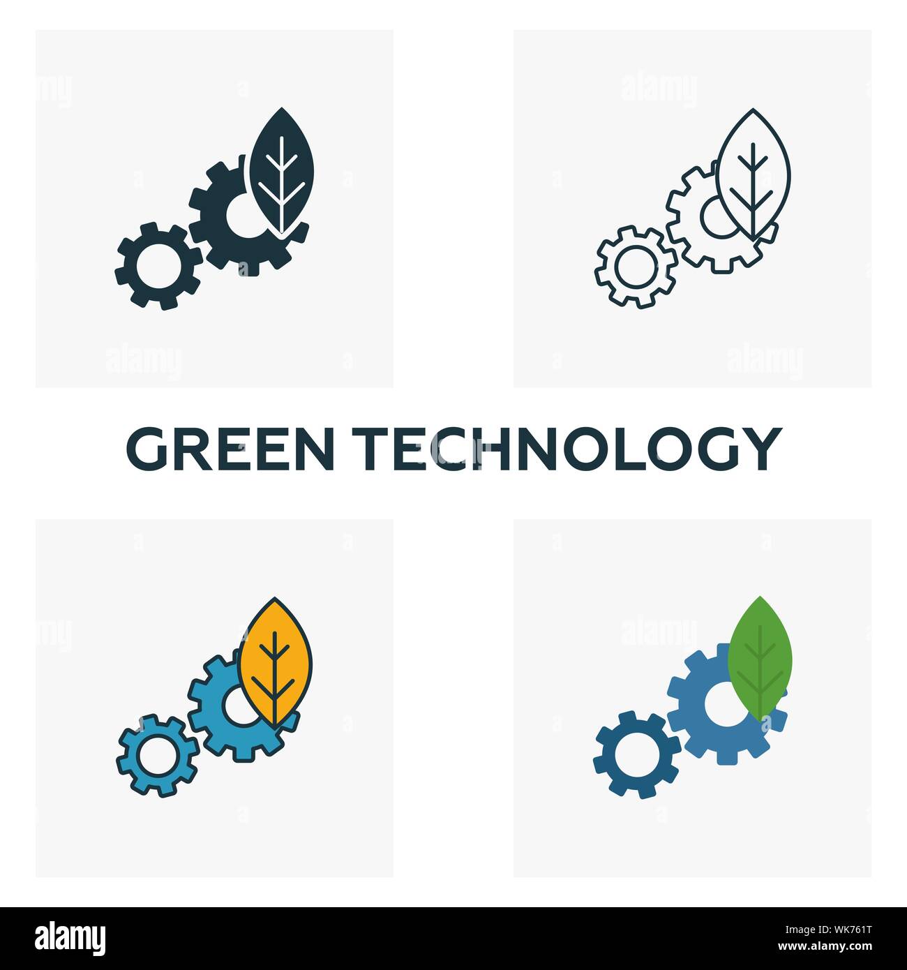 Green Technology icon set. Four elements in diferent styles from power ...
