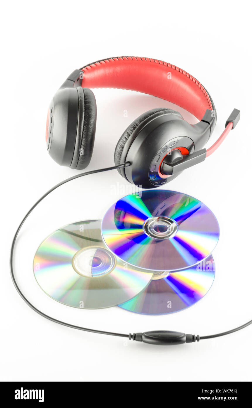 headphone and cd on a white background Stock Photo - Alamy