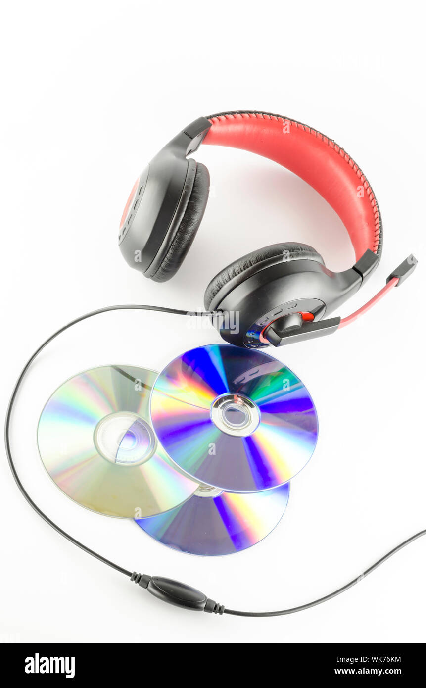 headphone and cd on a white background Stock Photo - Alamy