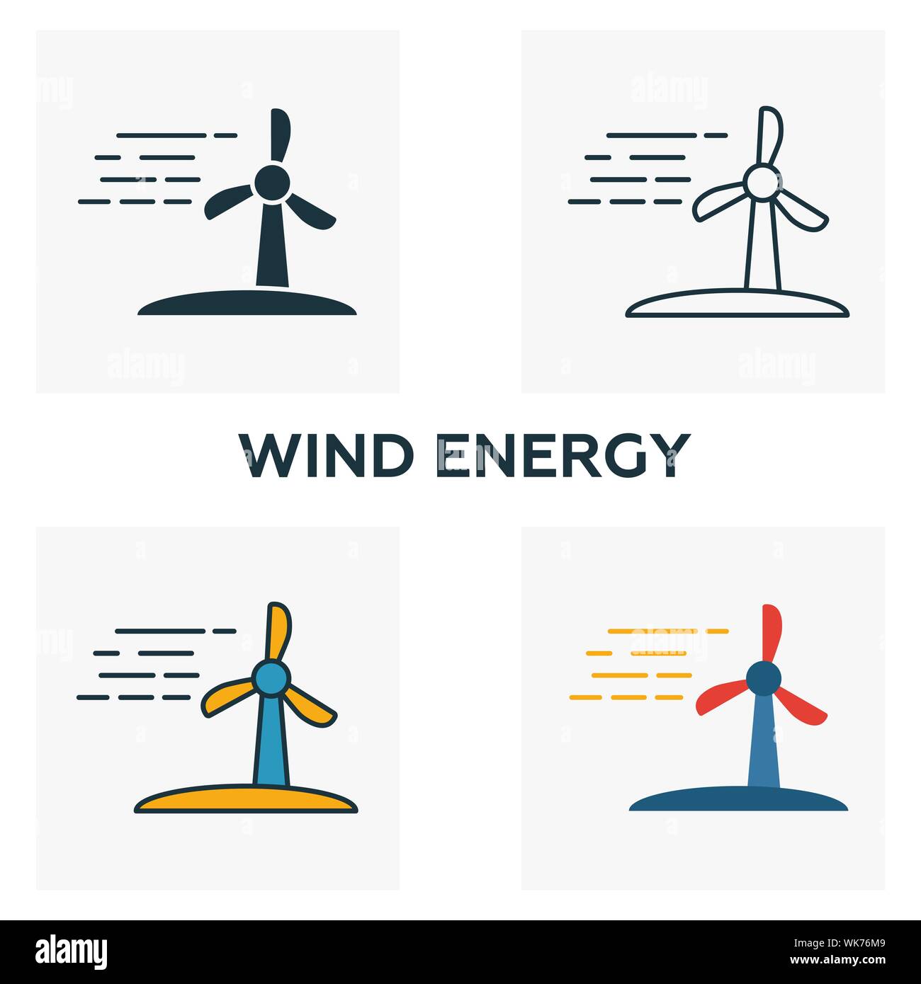 Wind Energy icon set. Four elements in diferent styles from power and ...