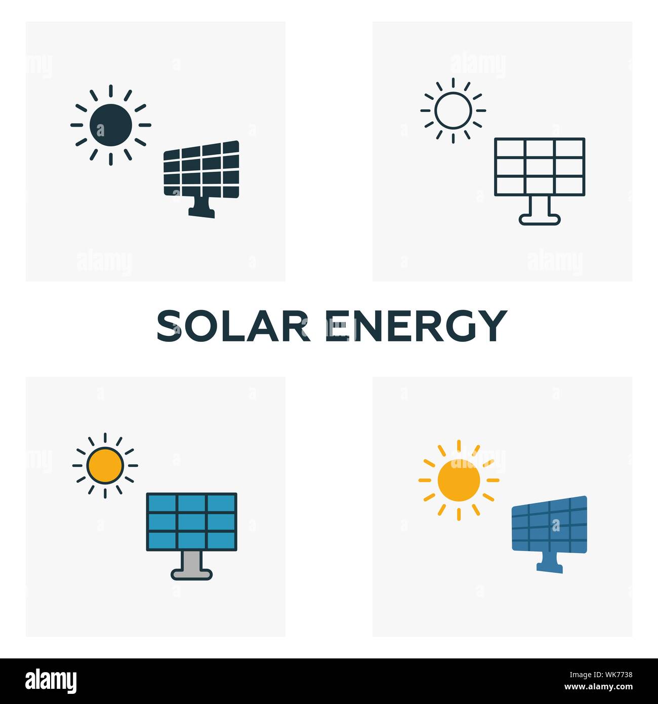 Solar Energy icon set. Four elements in diferent styles from power and ...