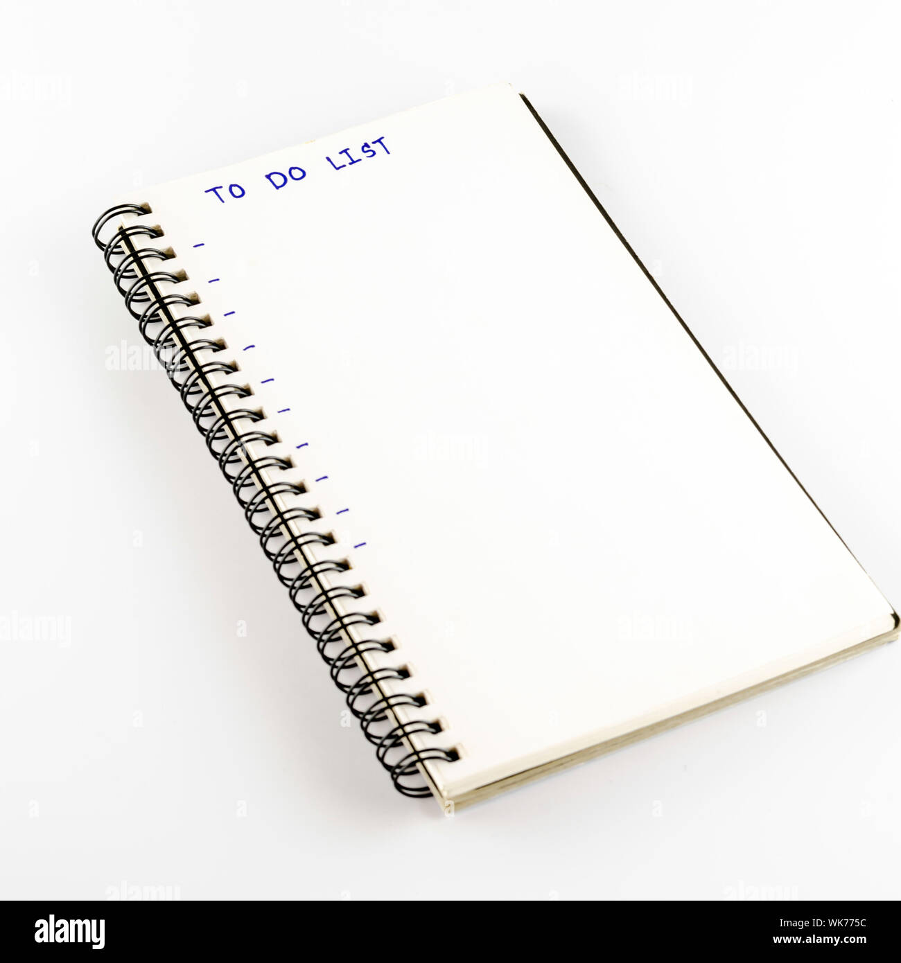 notebook write to do list word on a white back ground Stock Photo - Alamy