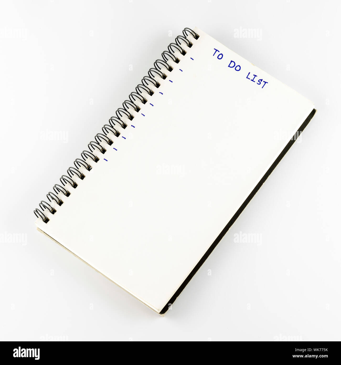 notebook write to do list word on a white back ground Stock Photo - Alamy