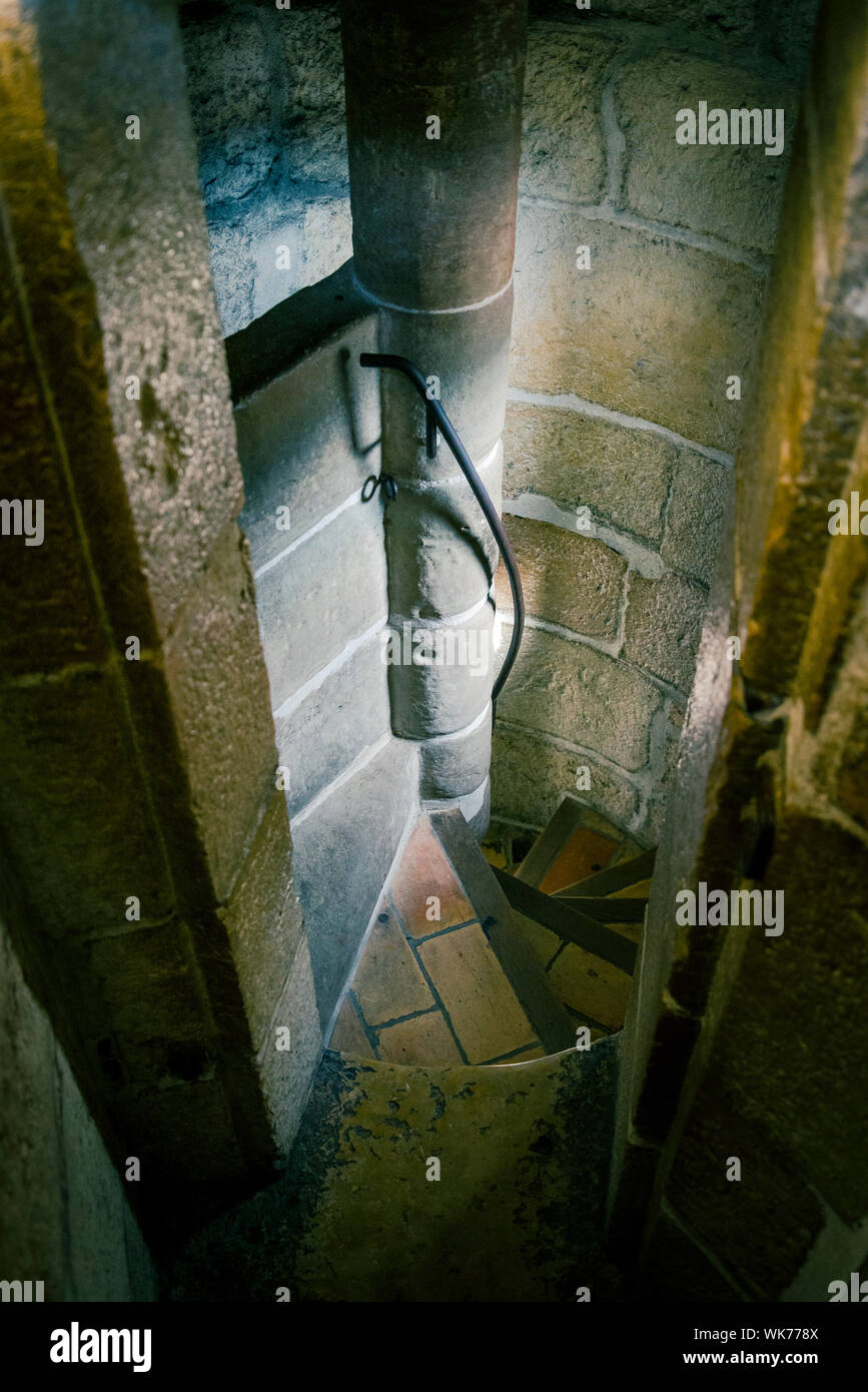 Spiral staircase in medieval tower Stock Photo - Alamy