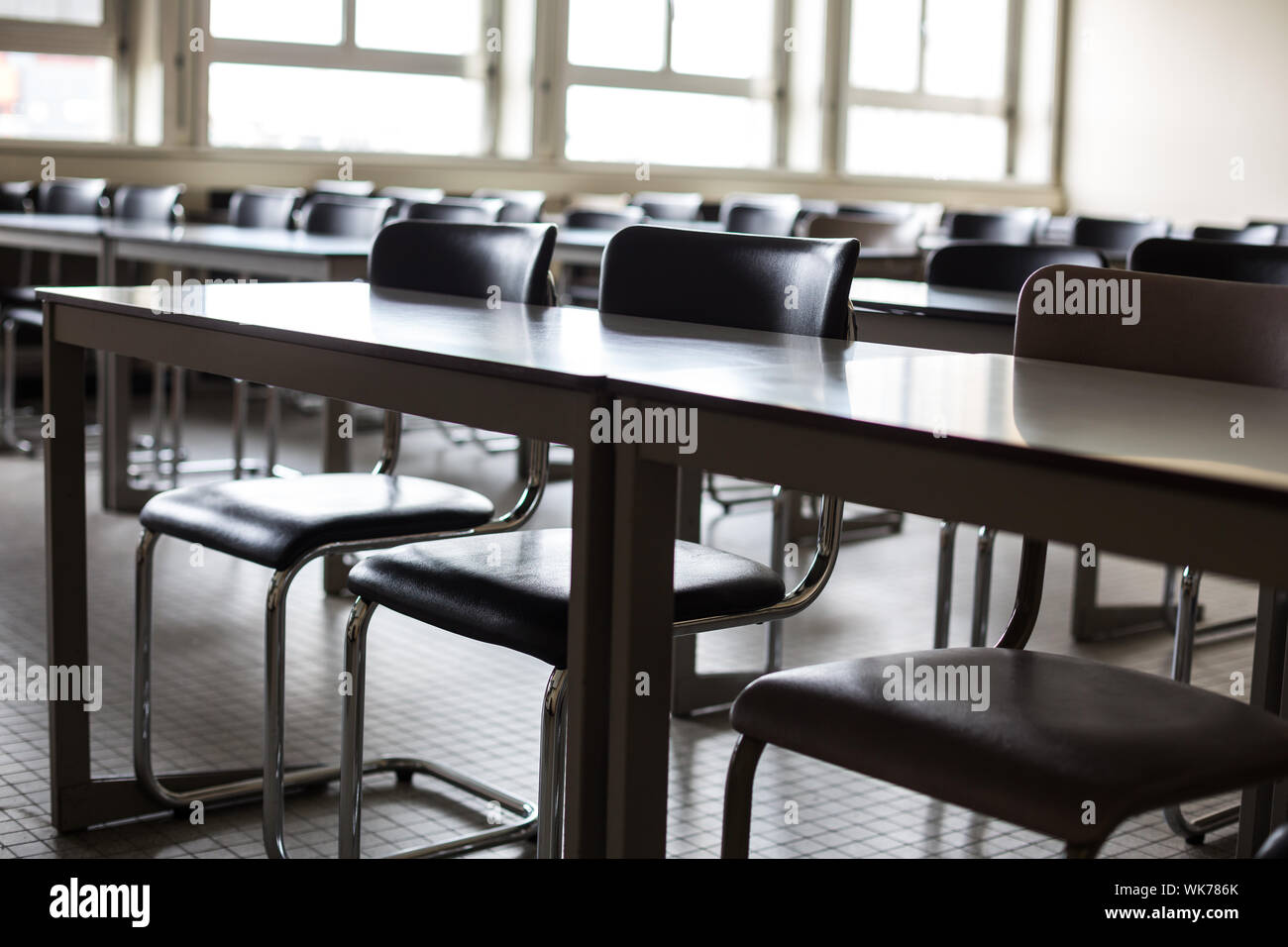 Empty classroom with chairs and desks Stock Photo - Alamy