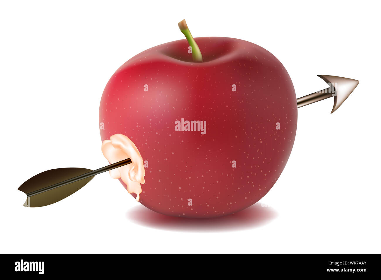 illustration of apple with arrow on white background Stock Photo - Alamy