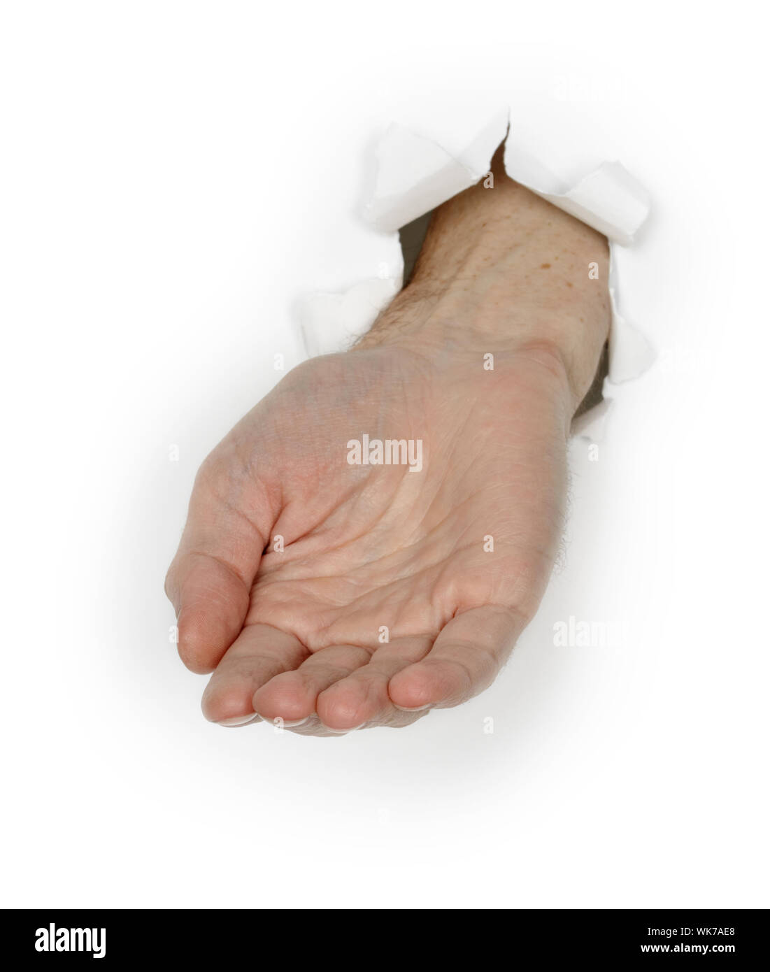 Hand begging isolated on a white background Stock Photo - Alamy