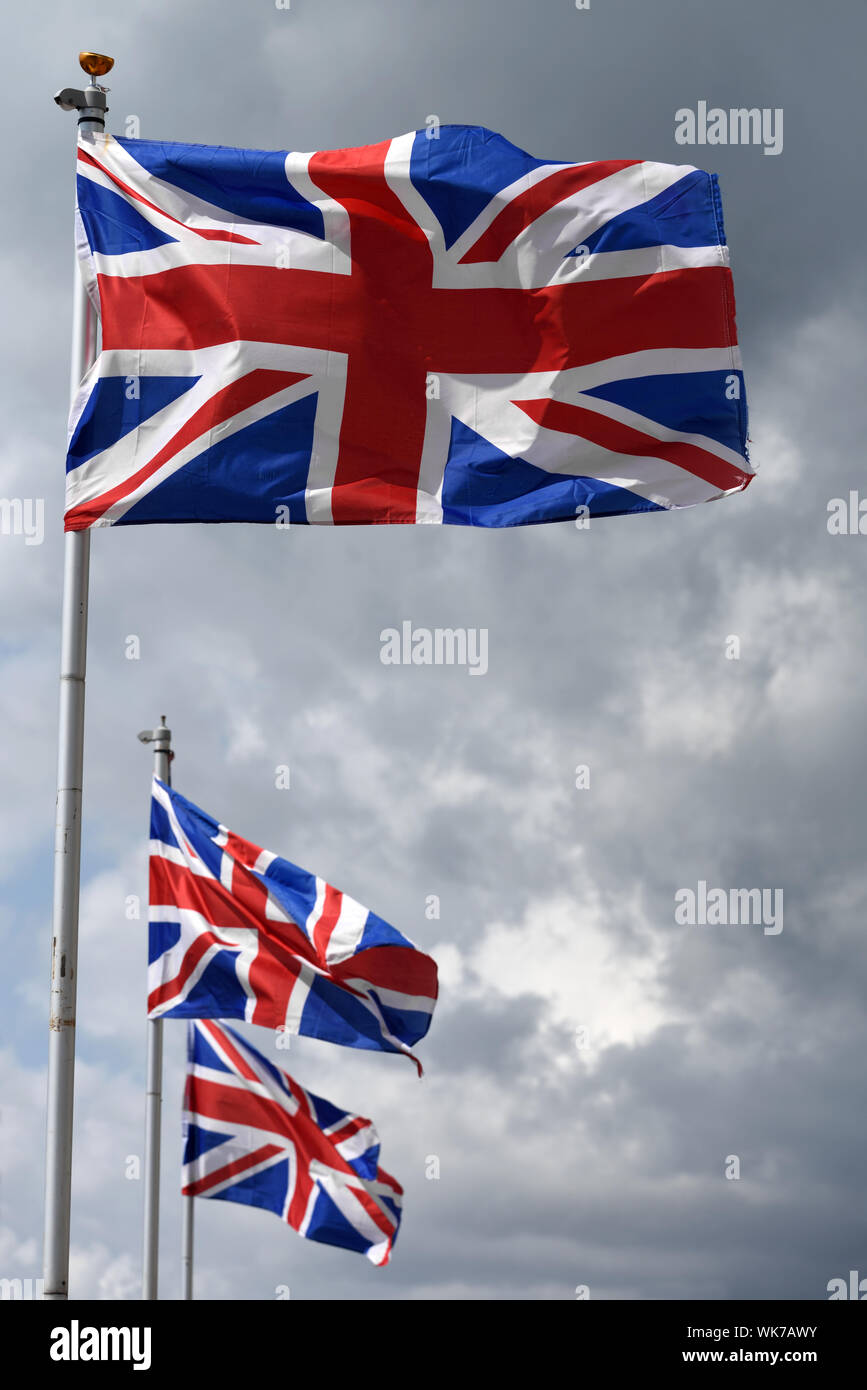 Three Union Jacks Stock Photo - Alamy