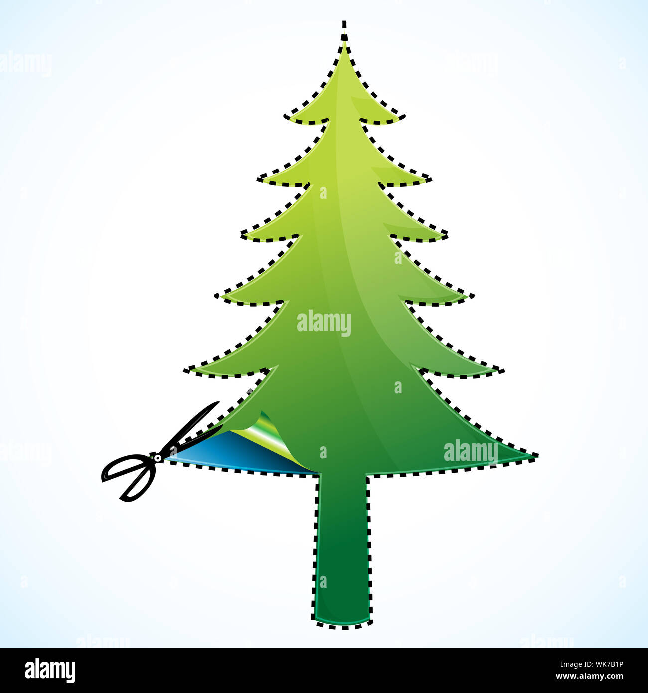 illustration of cutting of christmas tree Stock Photo - Alamy