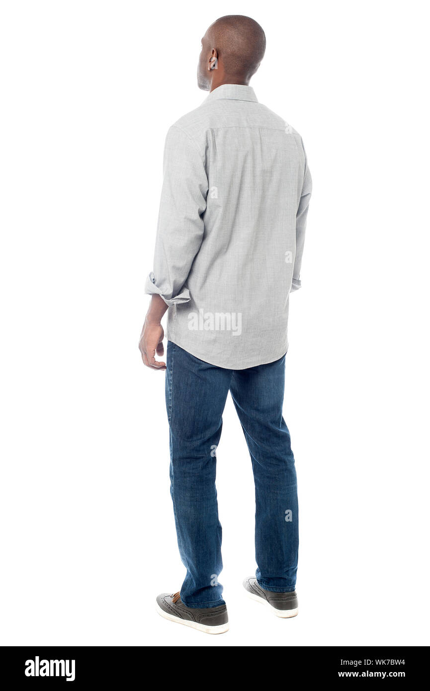Rear view of young african man isolated on white Stock Photo - Alamy
