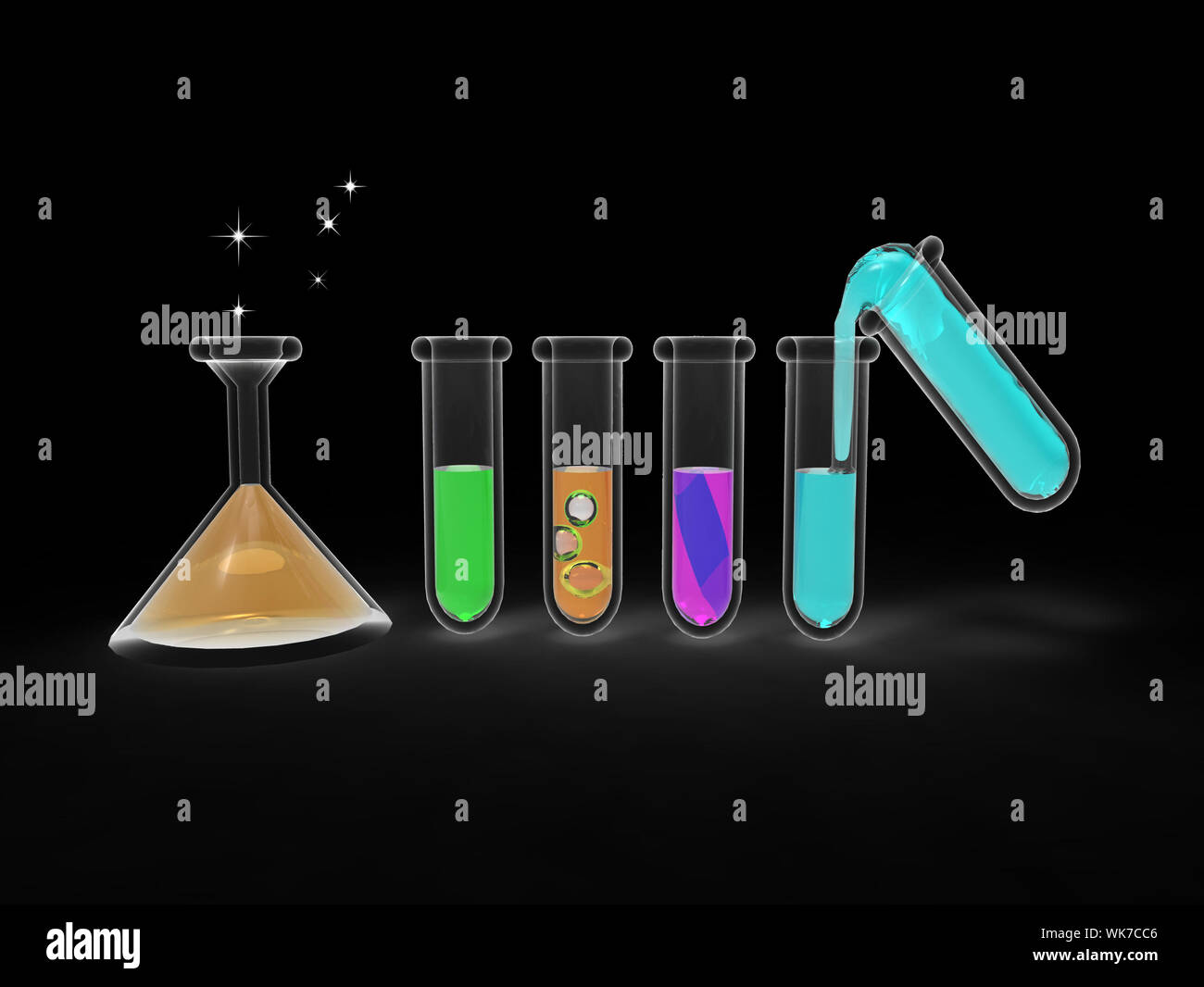 Illustration of a test tube Science with a flamboyant Stock Photo - Alamy