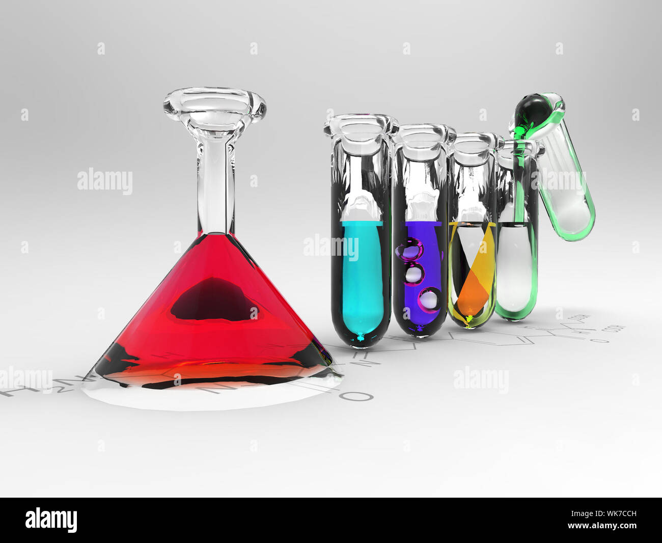 Illustration of a test tube Science with a flamboyant Stock Photo - Alamy