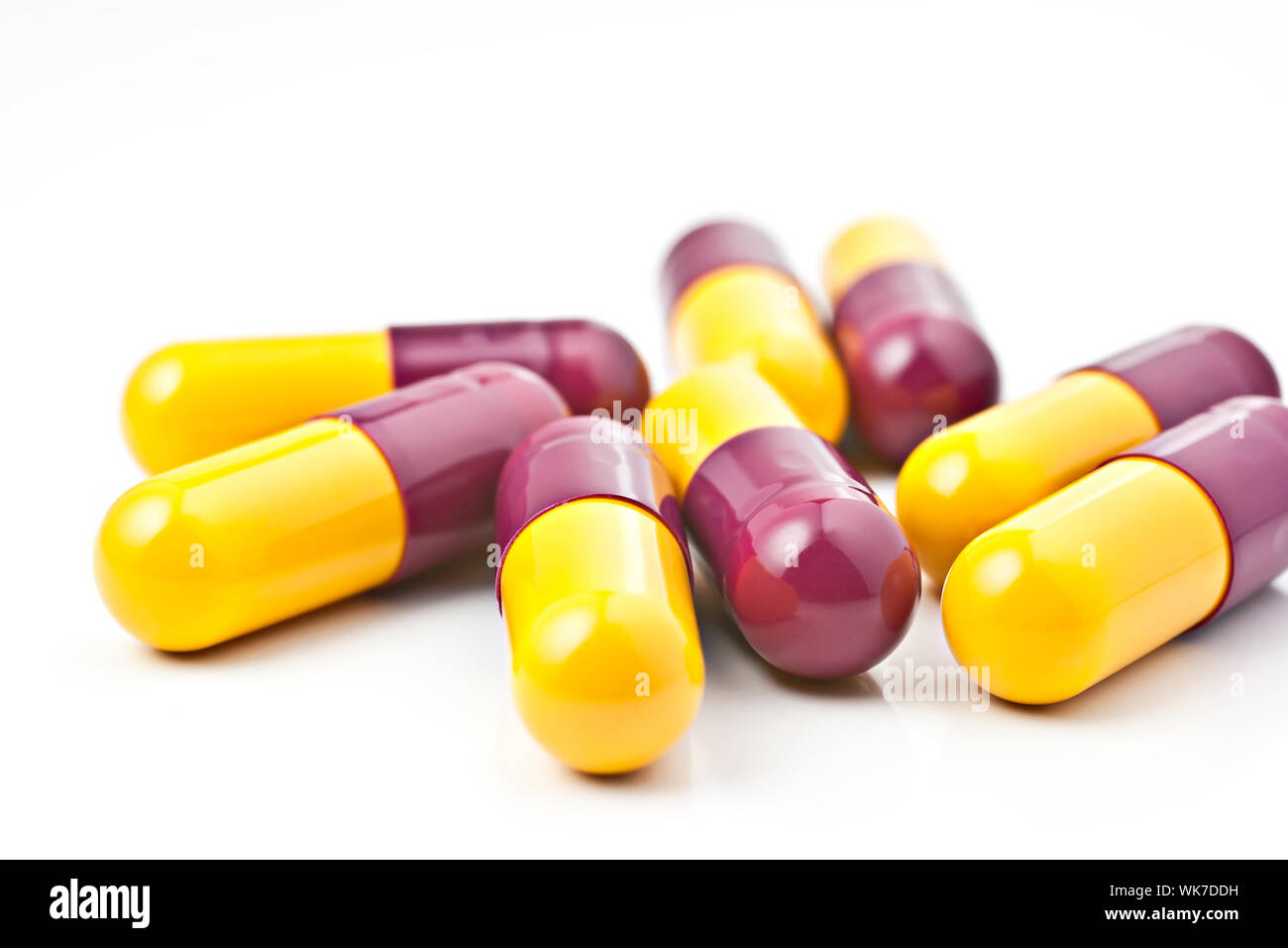 On a white background antibiotic capsules, macro photography Stock ...