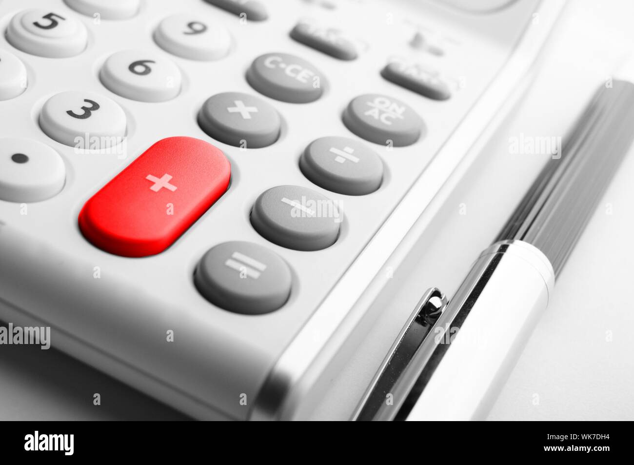 business calculation concept with modern white calculator Stock Photo ...