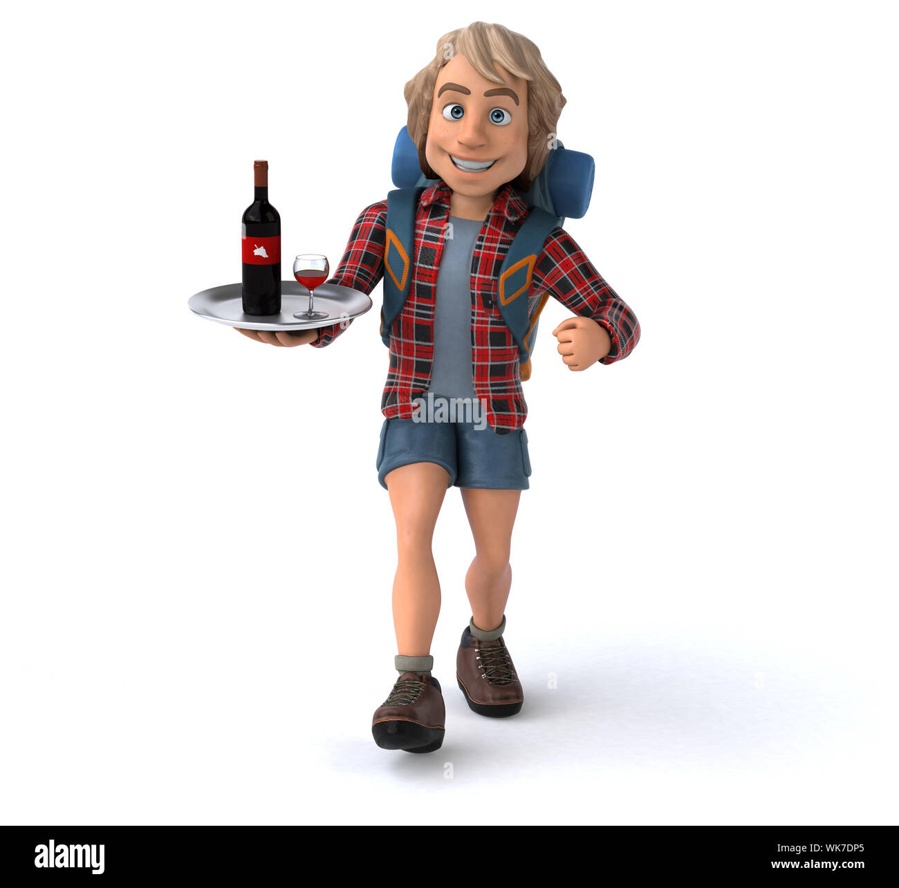 Fun backpacker cartoon guy Stock Photo - Alamy