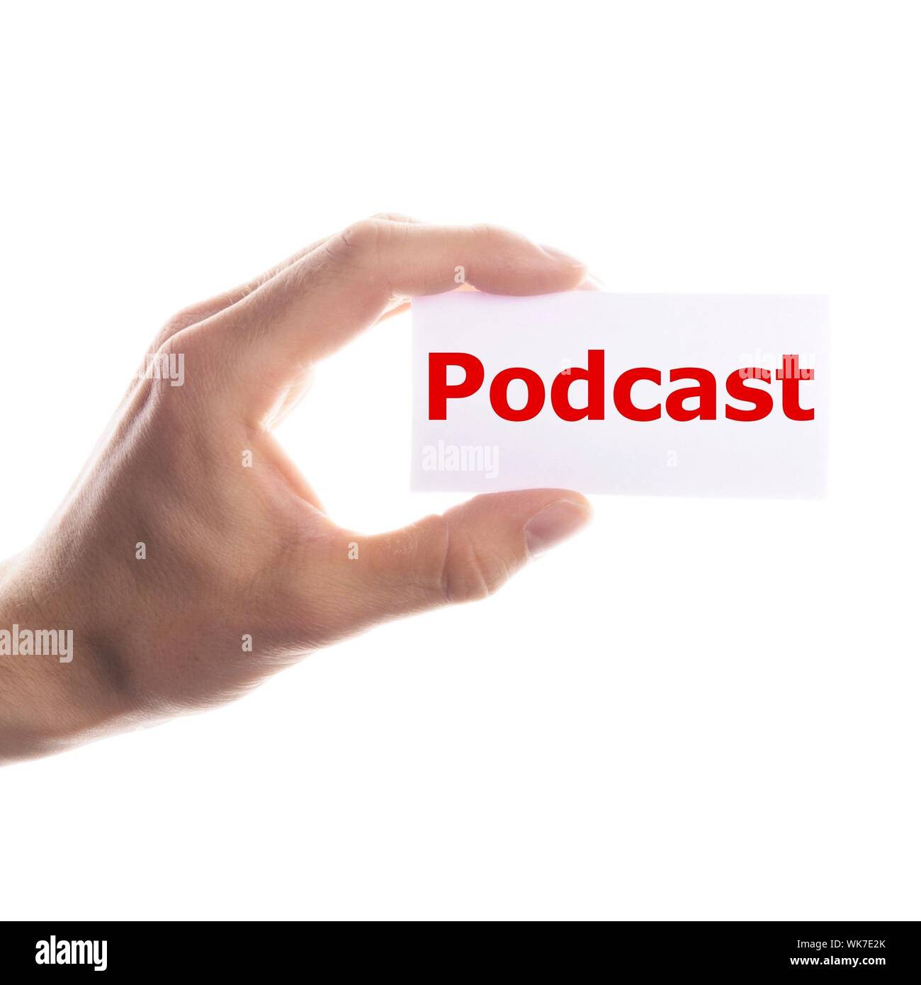 podcast concept with hand word an paper Stock Photo - Alamy