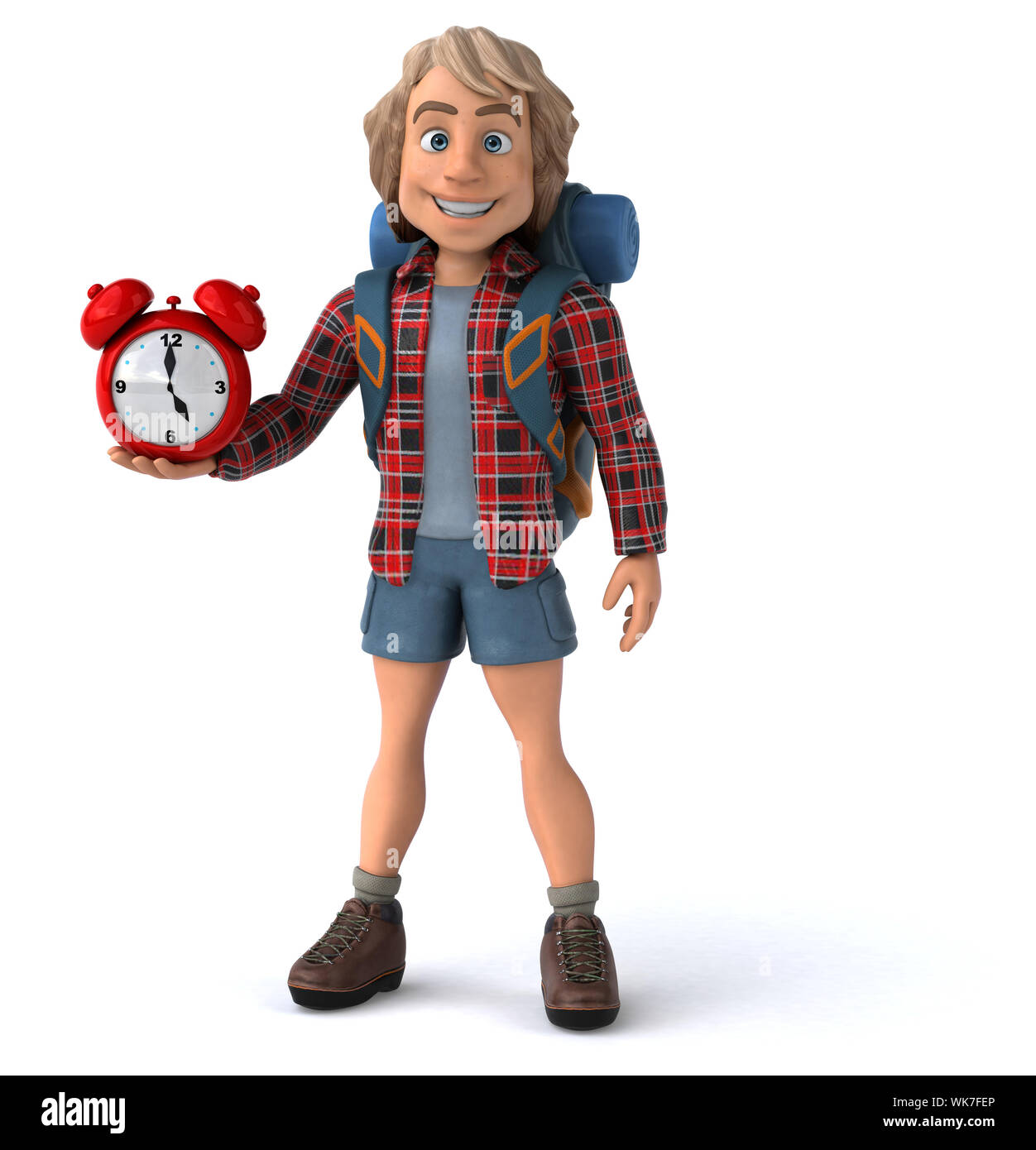 Fun backpacker cartoon guy Stock Photo - Alamy