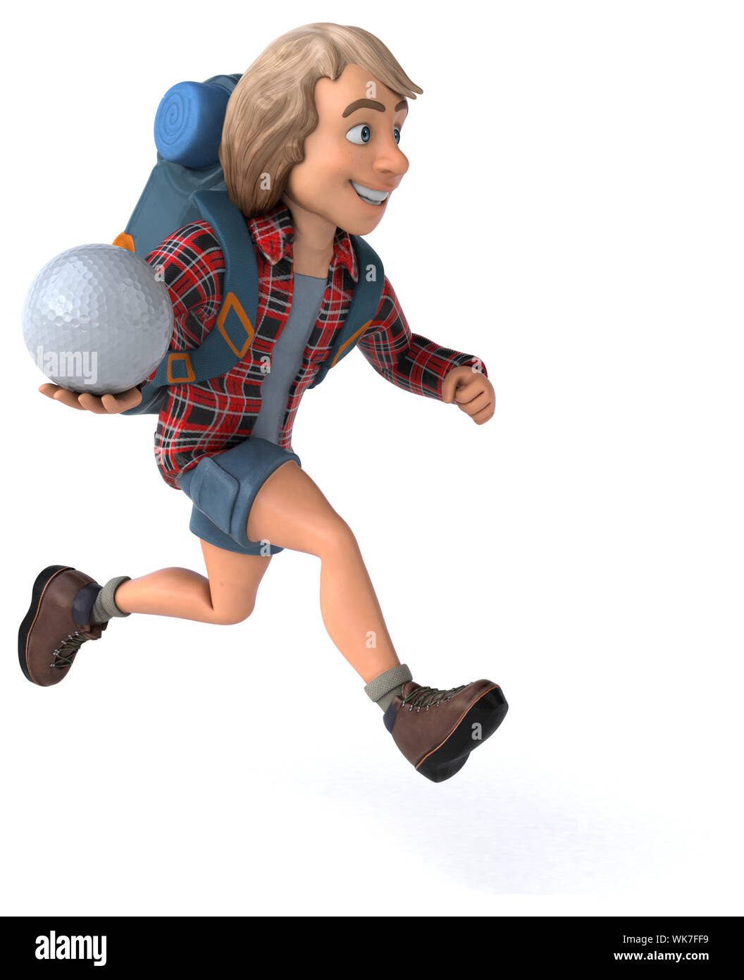 Fun backpacker cartoon guy Stock Photo - Alamy