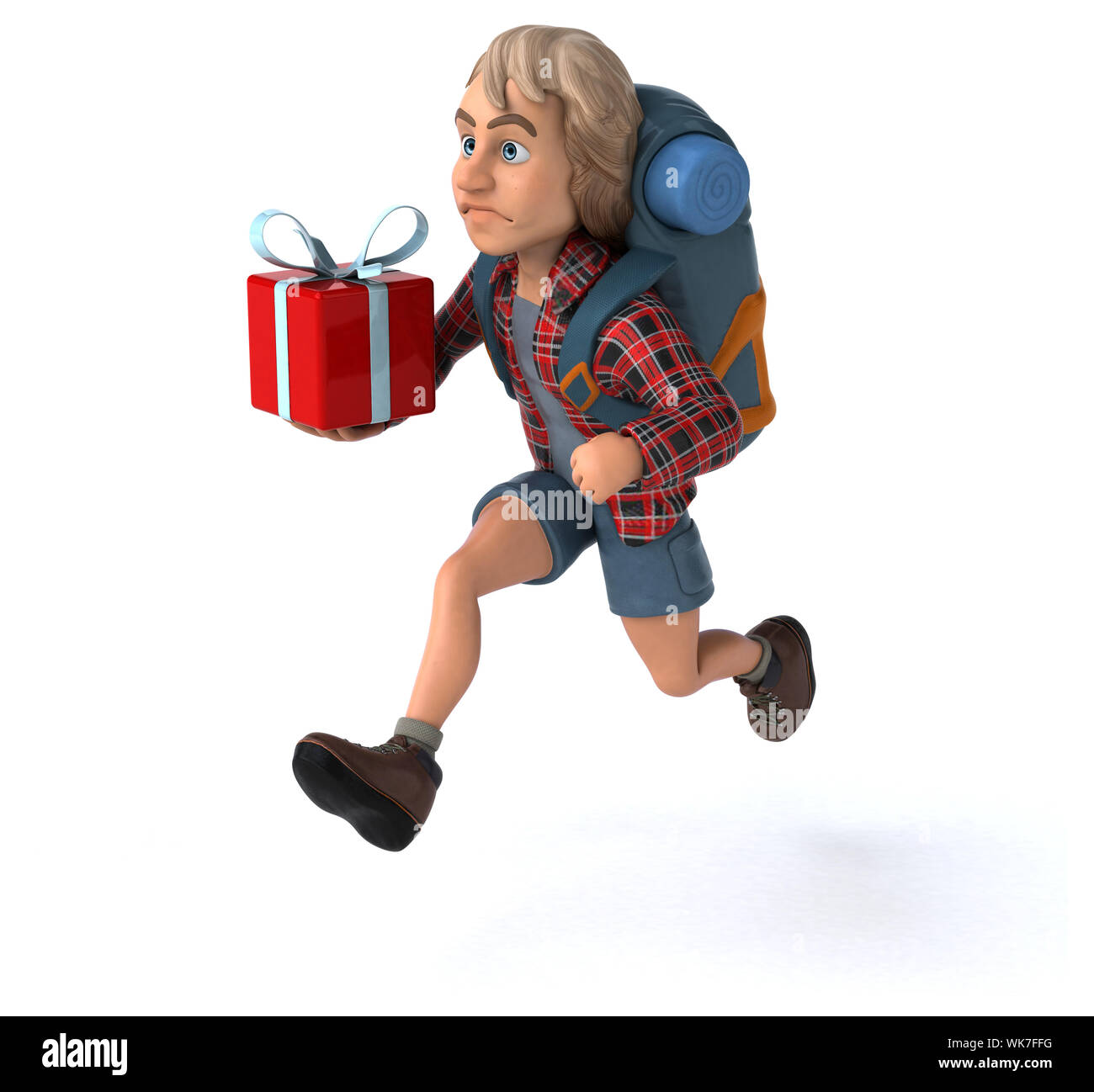 Fun backpacker cartoon guy Stock Photo - Alamy