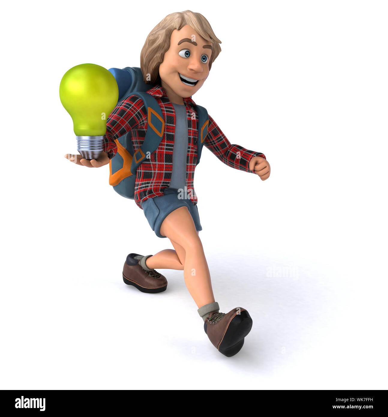 Fun backpacker cartoon guy Stock Photo - Alamy