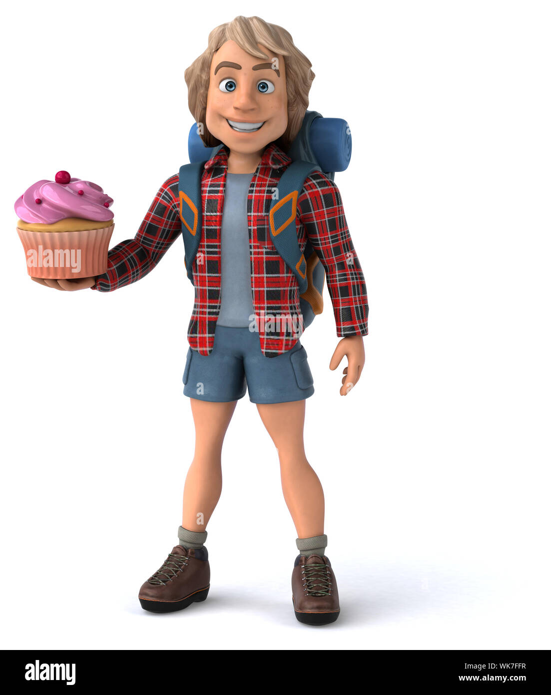 Fun backpacker cartoon guy Stock Photo - Alamy