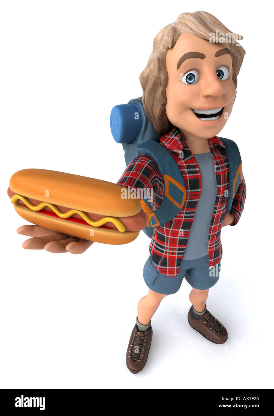 Fun backpacker cartoon guy Stock Photo - Alamy