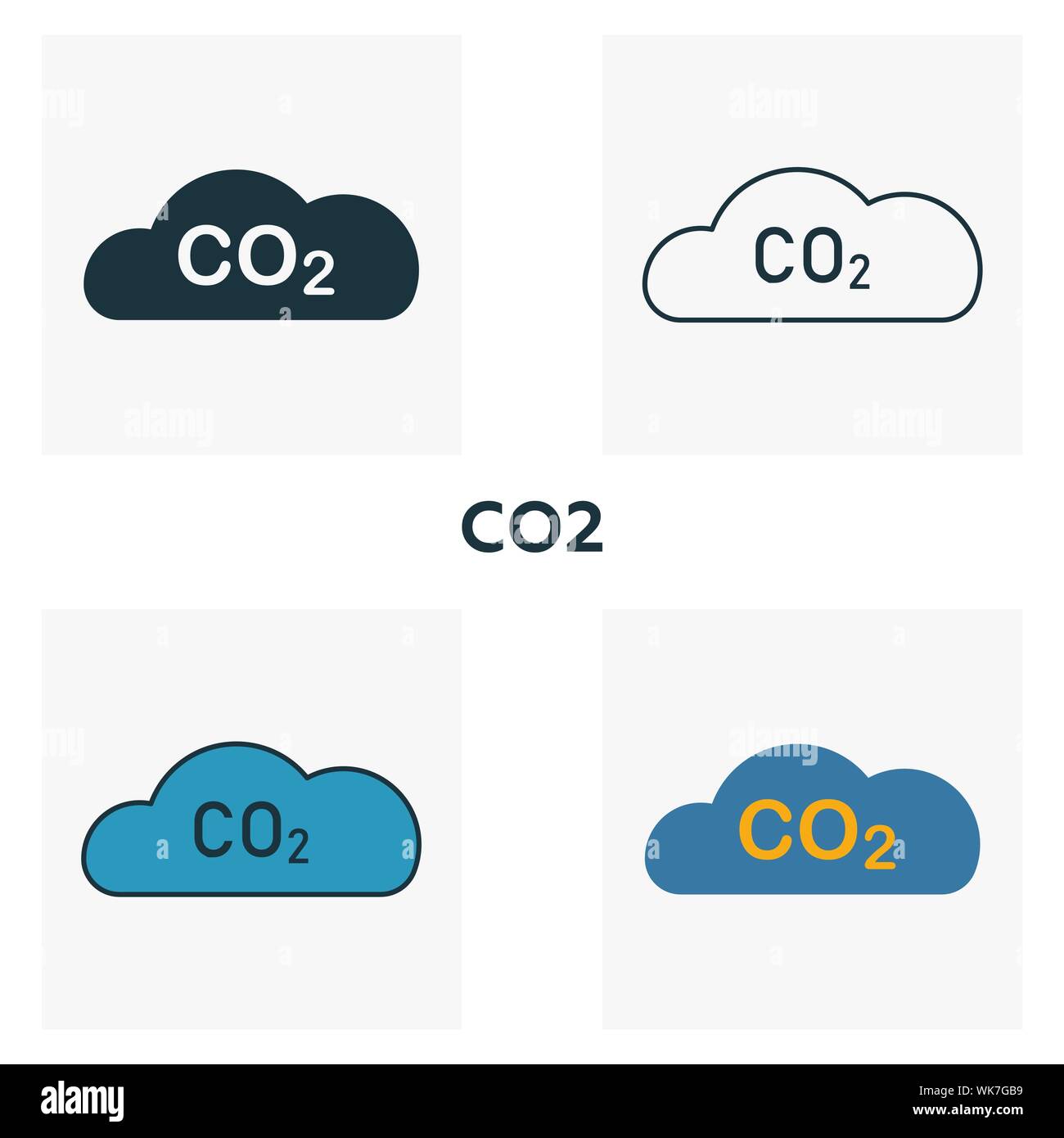 Co2 icon set. Four elements in diferent styles from power and energy ...