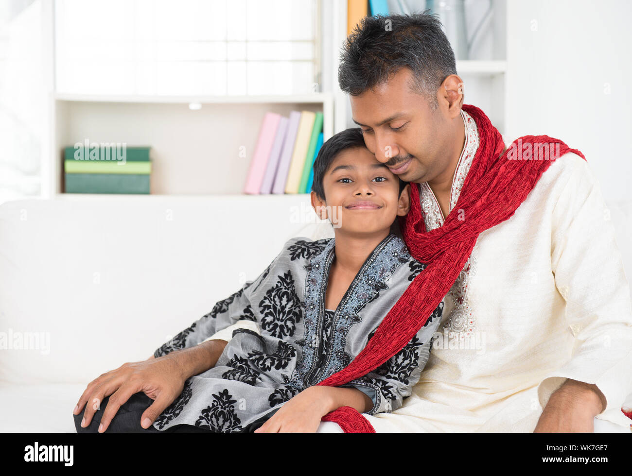 Portrait of Asian Indian father and son at home Stock Photo - Alamy