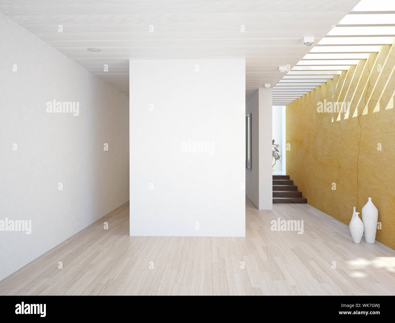 modern interior with empty wall. 3D concept Stock Photo - Alamy