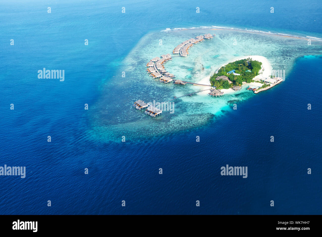 Group of atolls and islands in Maldives from aerial view Stock Photo ...