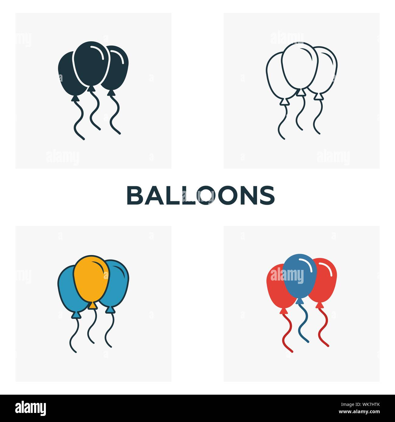 Balloons icon set. Four elements in diferent styles from honeymoon ...