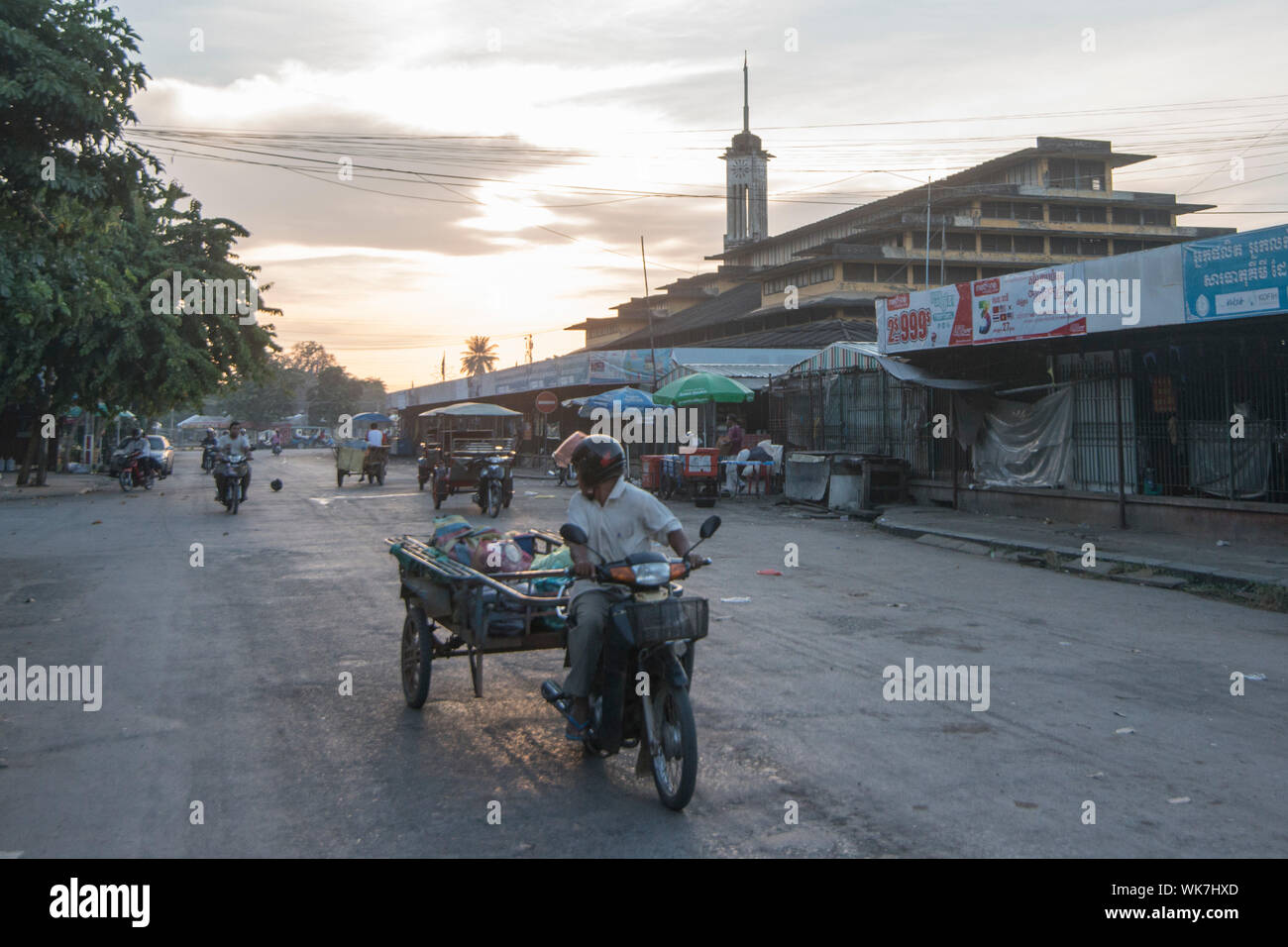 the Building of the Psar Nat market in the city centre of Battambang in ...