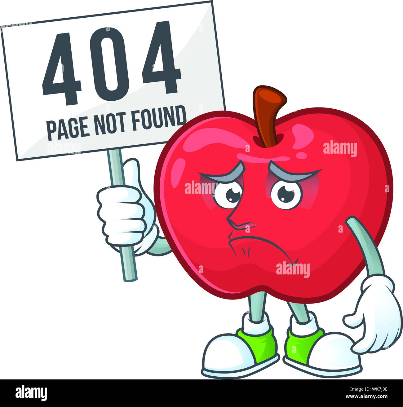 Pouting with bring board red apple cartoon mascot, character cute ...