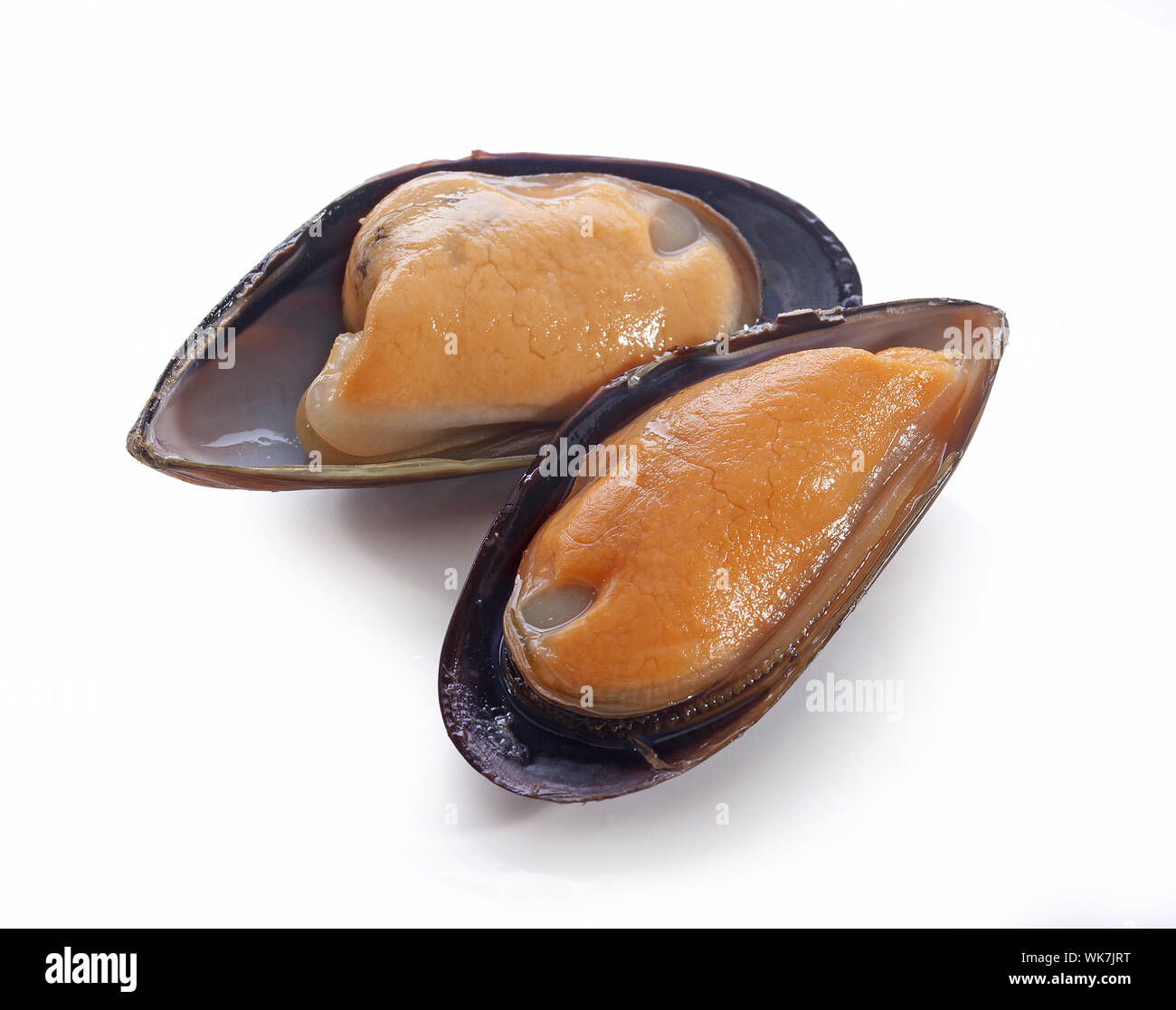 Two isolated mussles on the half shell Stock Photo - Alamy