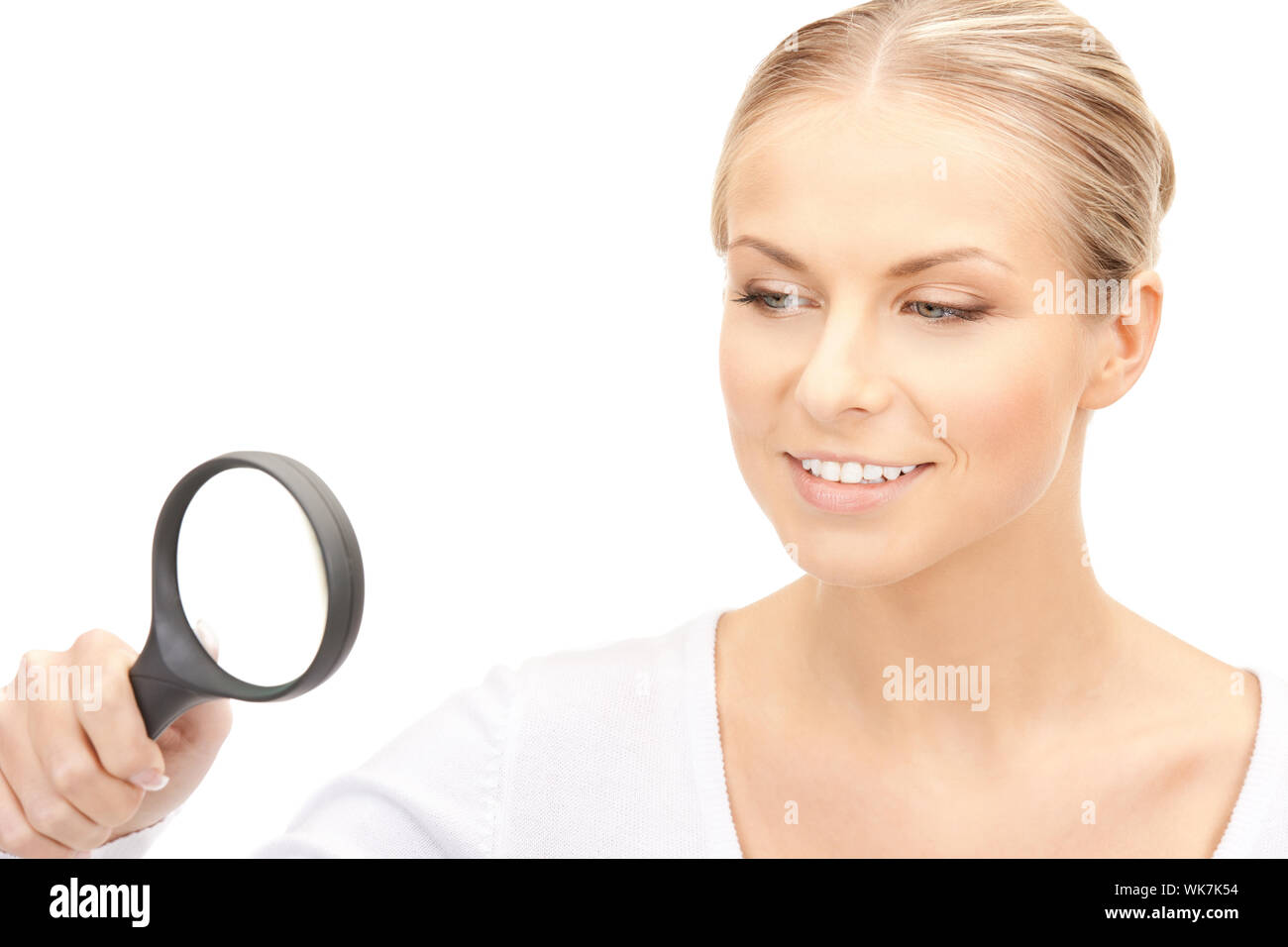 picture of beautiful woman with magnifying glass Stock Photo - Alamy