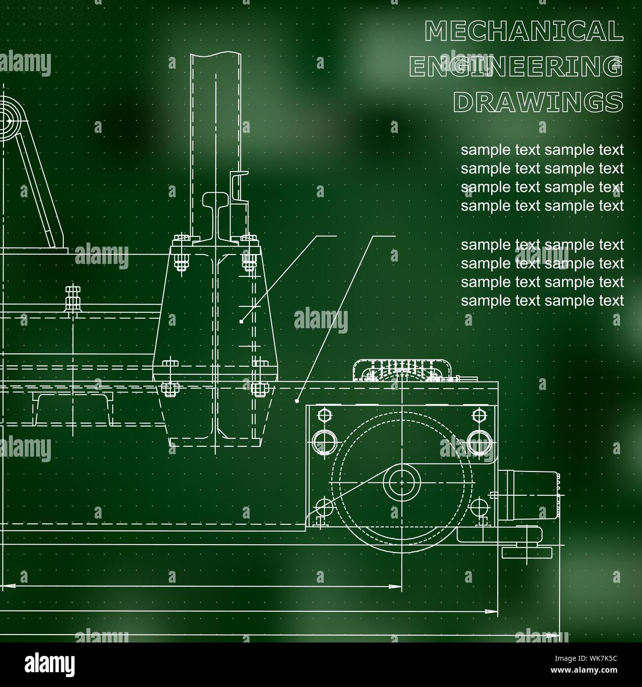 Mechanical engineering drawings on a black background. Vector. For ...