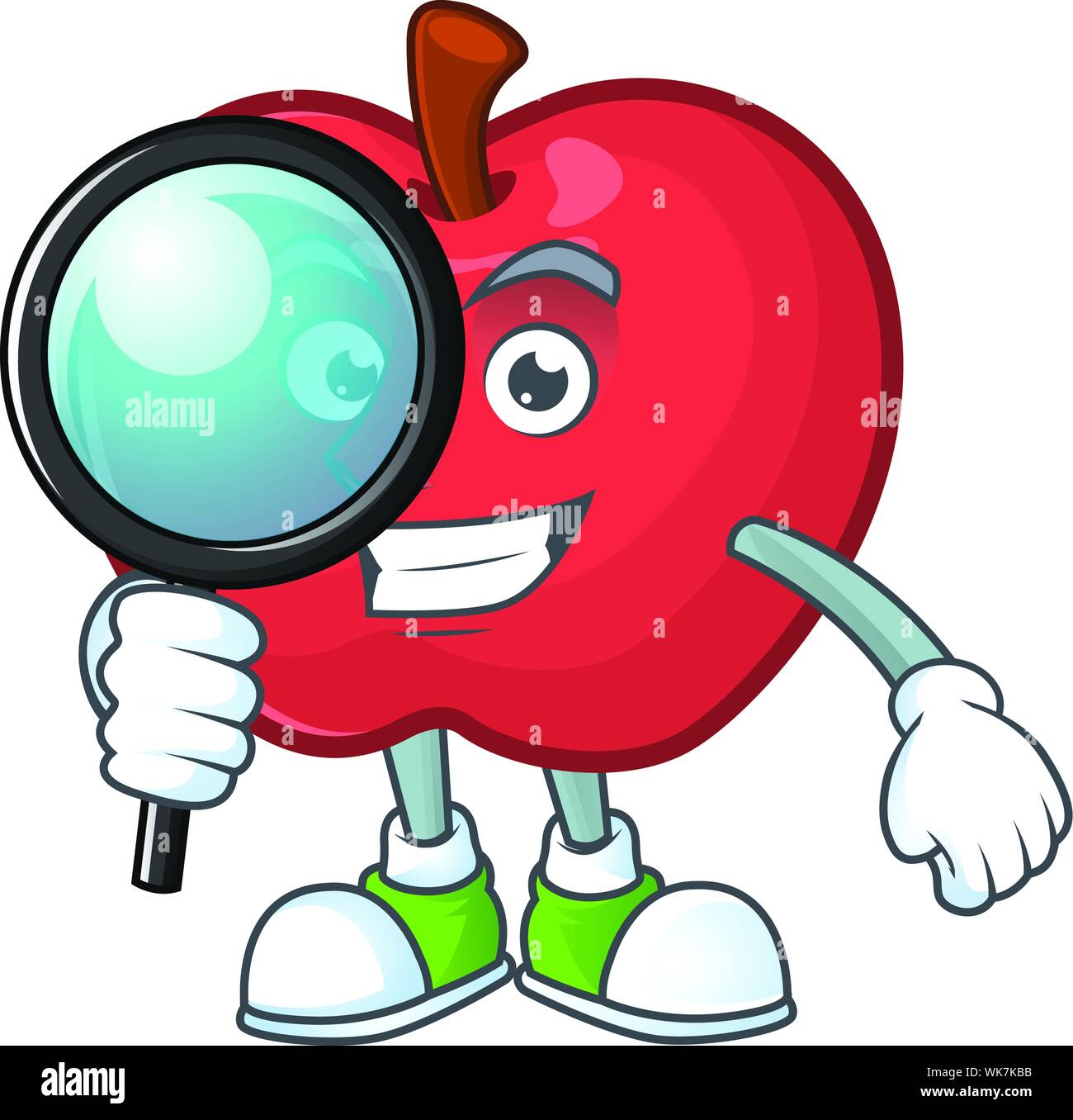 Detective apple fruit character mascot for health dessert vector ...