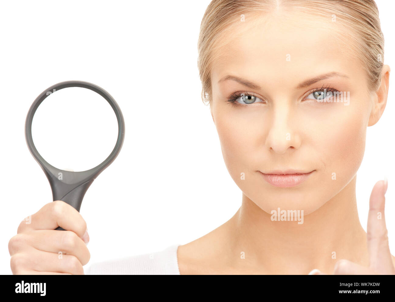 picture of beautiful woman with magnifying glass Stock Photo - Alamy